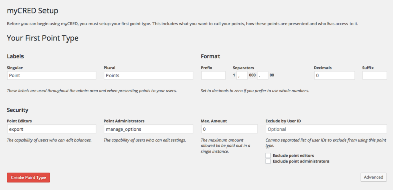 Installation - myCRED Codex