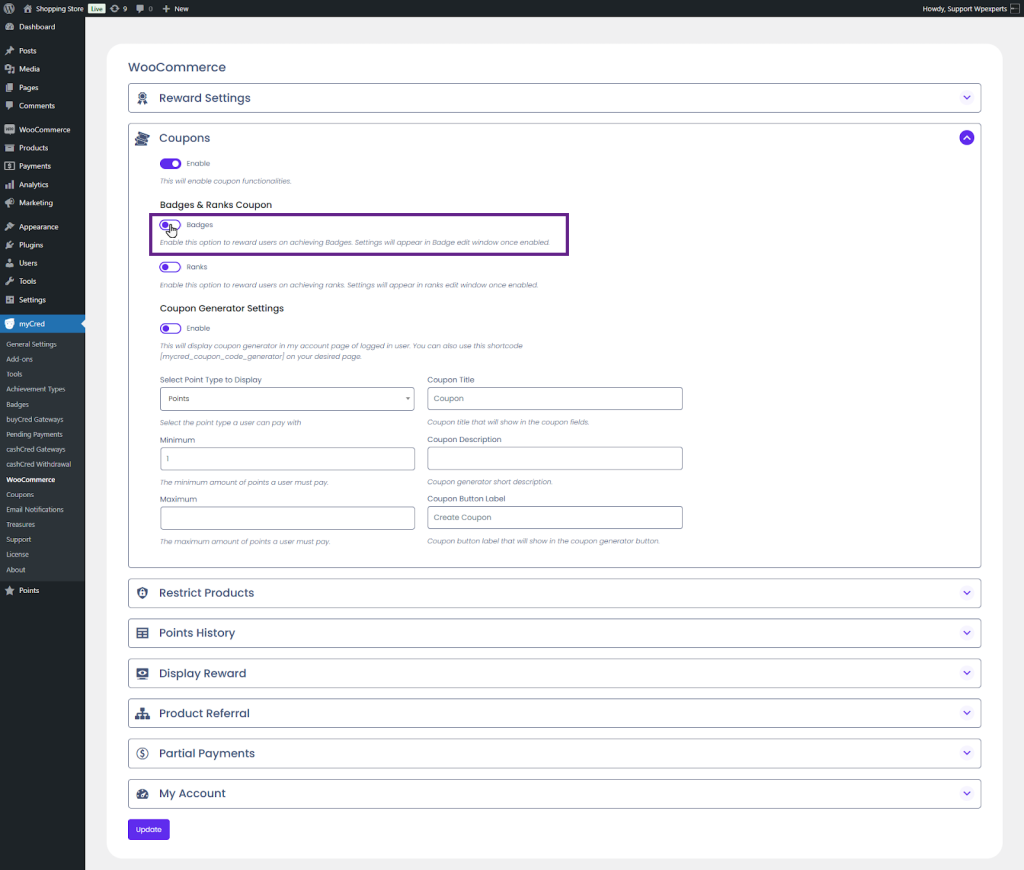 Coupons - myCred Documentation | myCred Codex